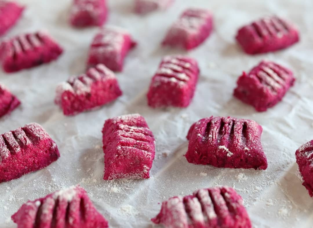 Beetroot & ricotta gnocchi with sage and chorizo butter • Paddock 2 Pixel